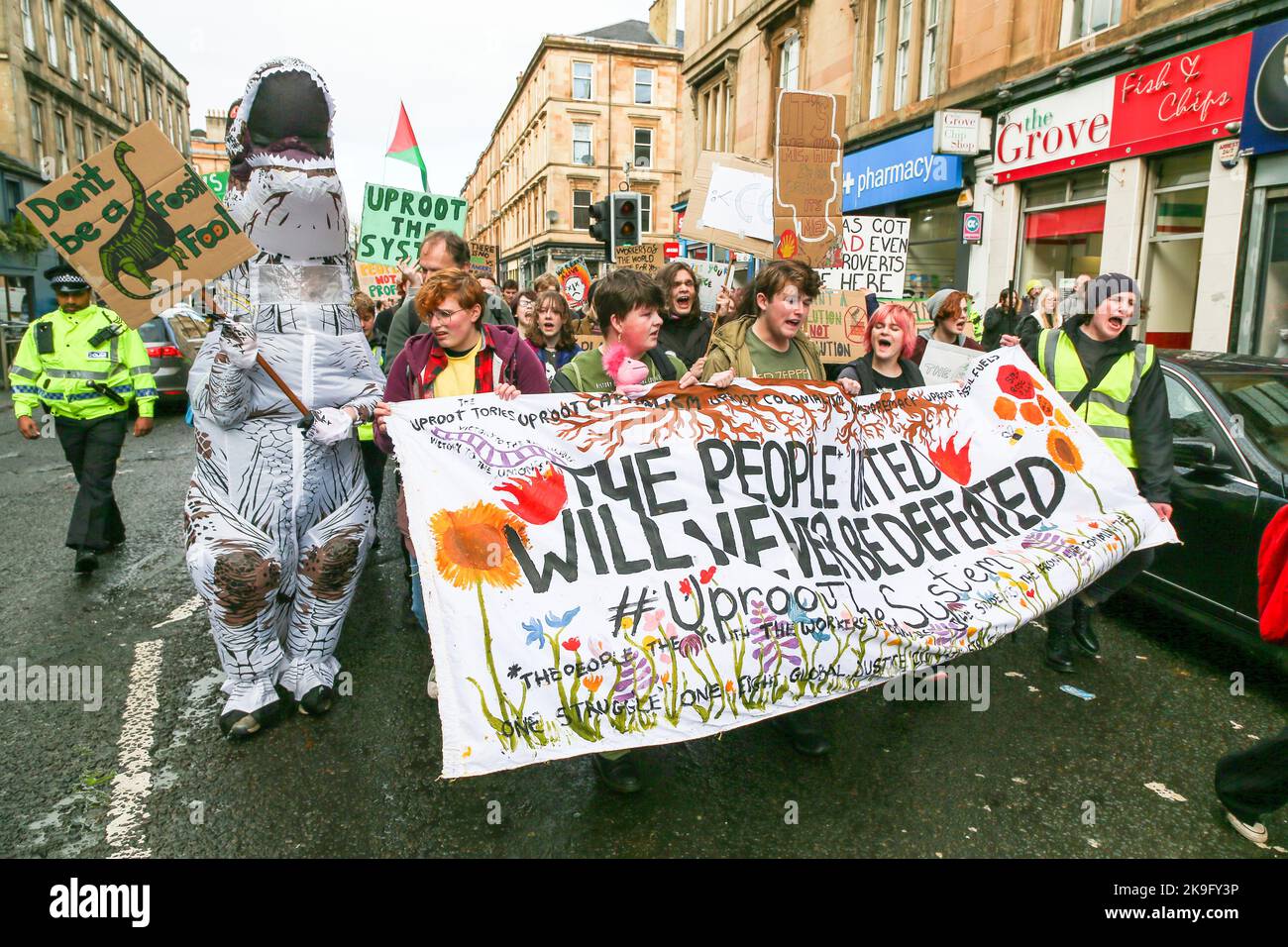 Glasgow, UK. 28th Oct, 2022. Several hundred Climate Activists took ...