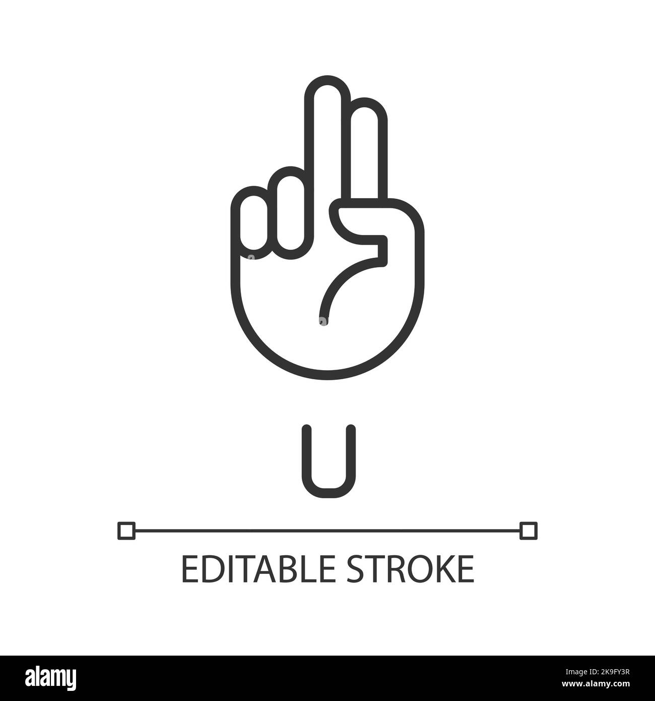 Letter U sign in ASL pixel perfect linear icon Stock Vector Image & Art ...