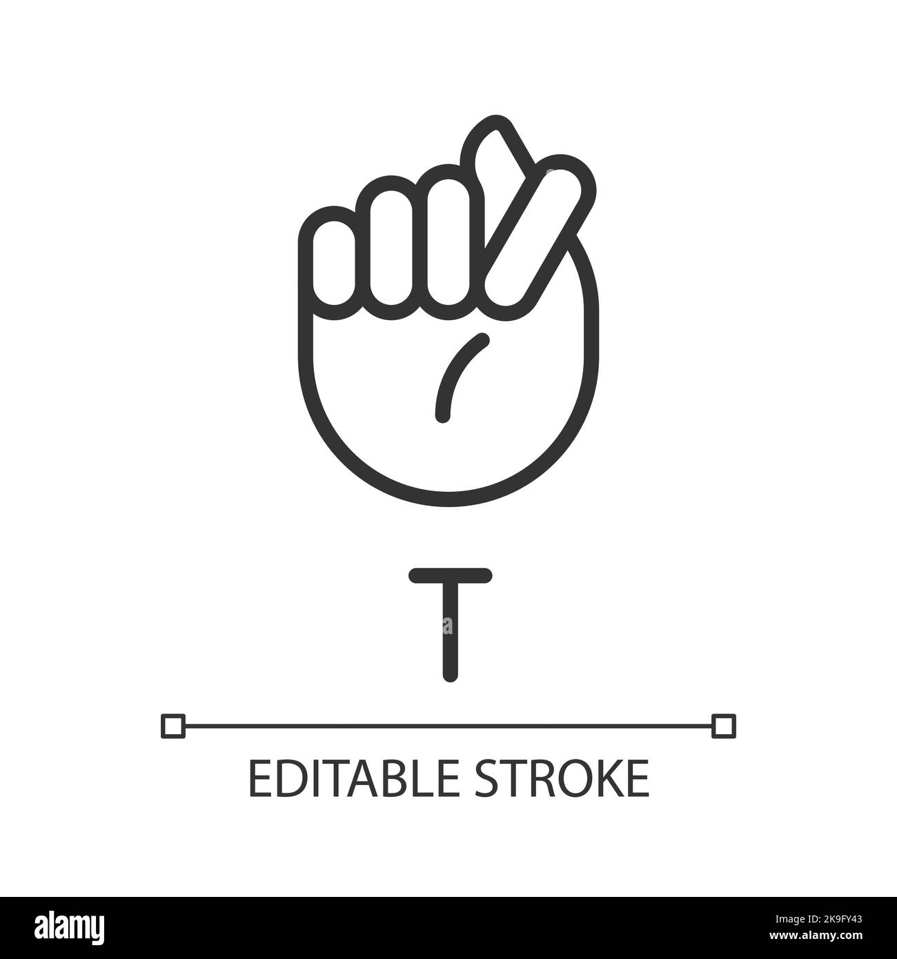 Letter T sign in ASL pixel perfect linear icon Stock Vector Image & Art ...