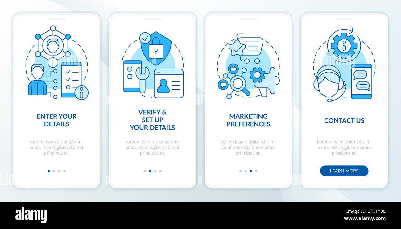 Internet banking registration guide blue onboarding mobile app screen ...