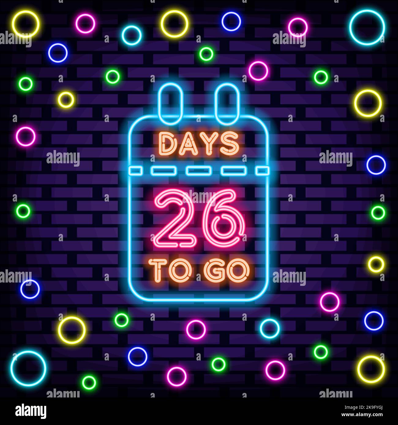 26 Days To Go Neon sign. Neon script. Light banner Stock Vector Image ...