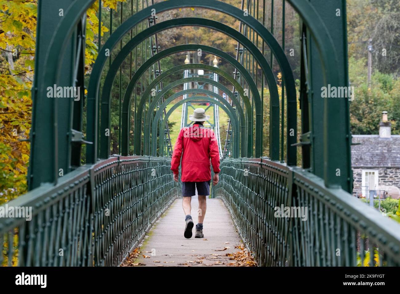 Pitlochry suspension bridge over the River Tummel, Scotland, UK Stock ...