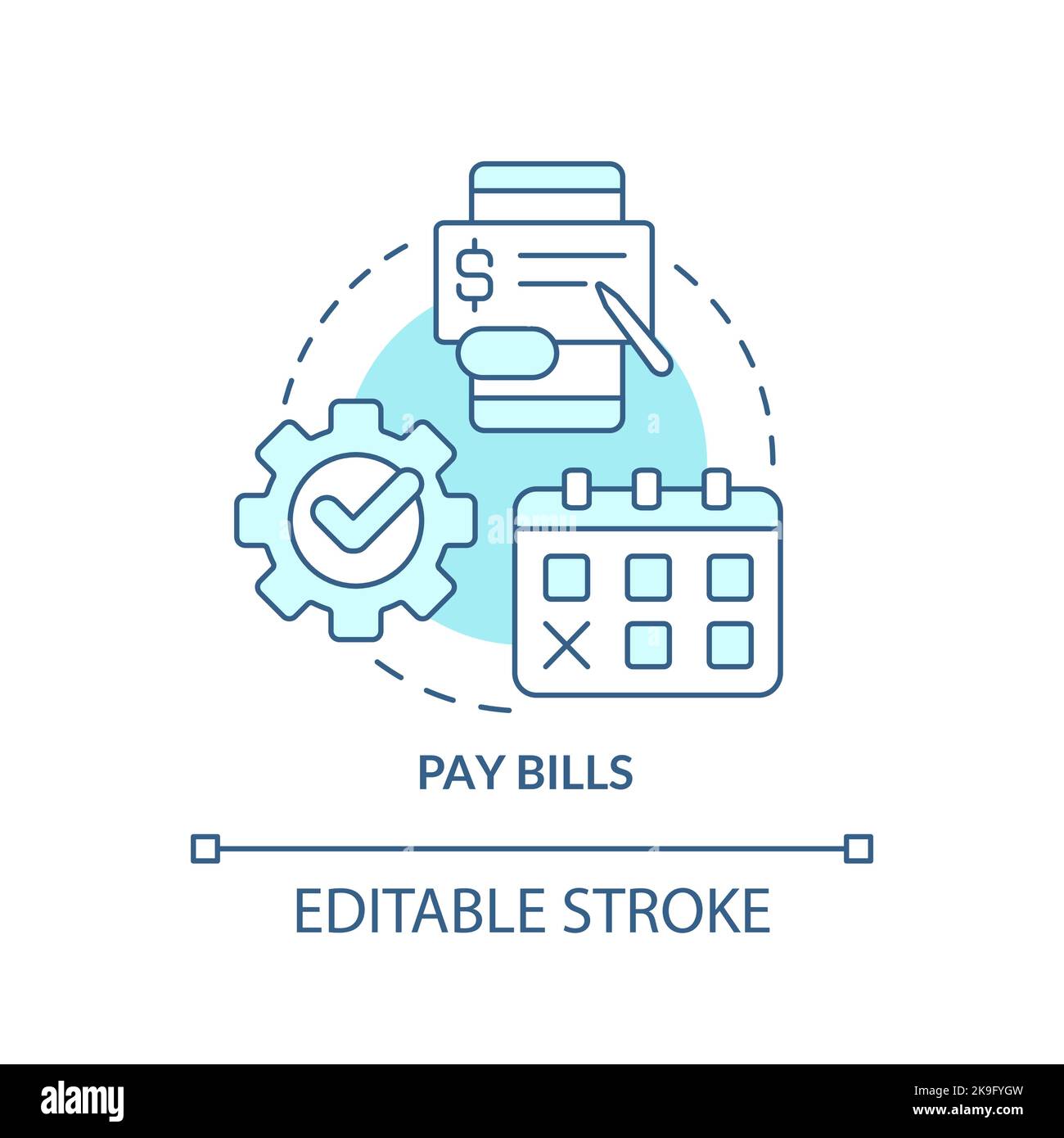 Pay bills automatically turquoise concept icon Stock Vector Image & Art ...