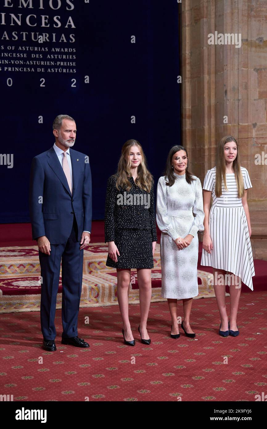 Oviedo, Asturias, Spain. 28th Oct, 2022. King Felipe VI of Spain, Queen ...