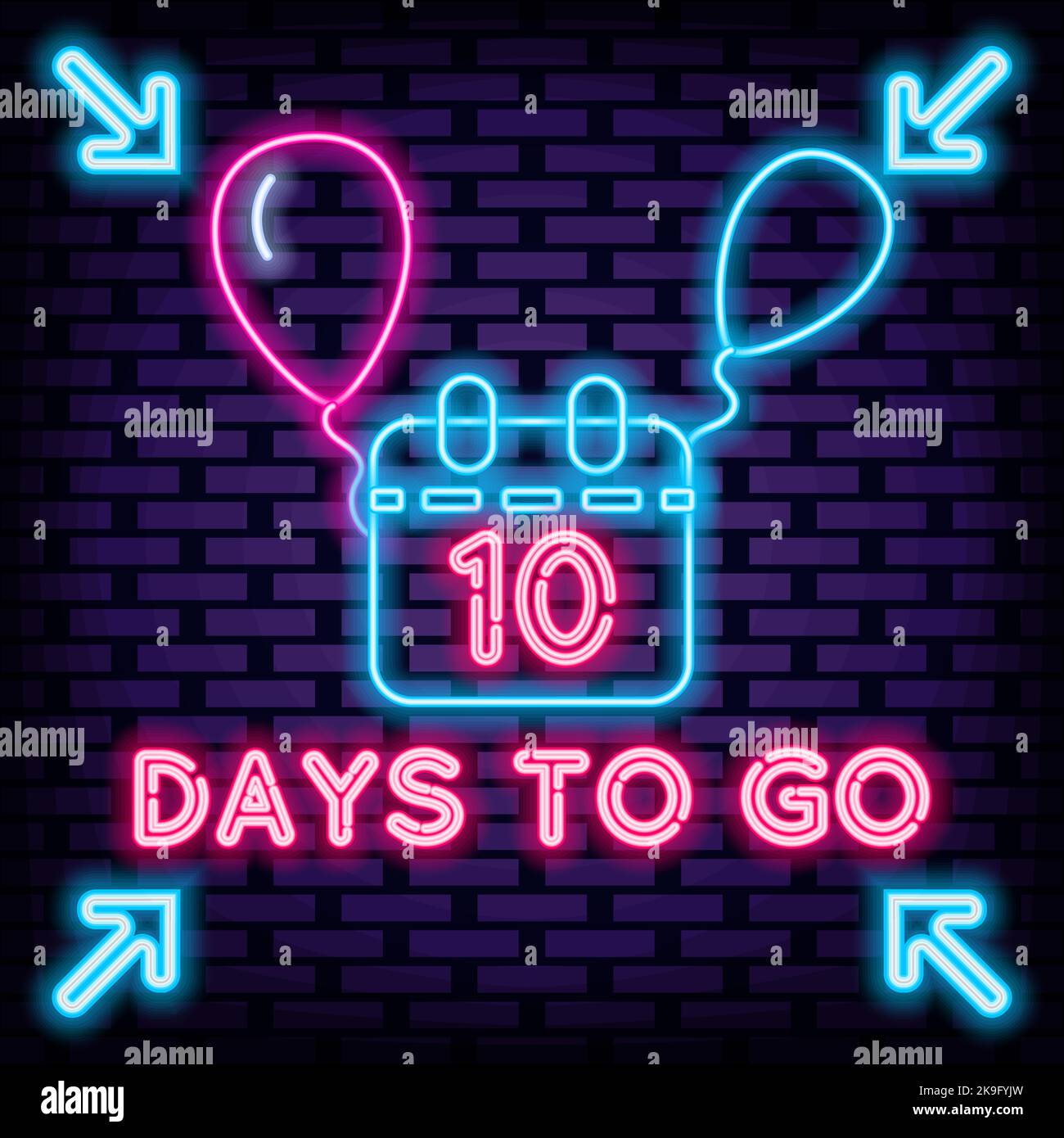 10 Days To Go Neon signboards. Bright signboard. Night advensing Stock ...