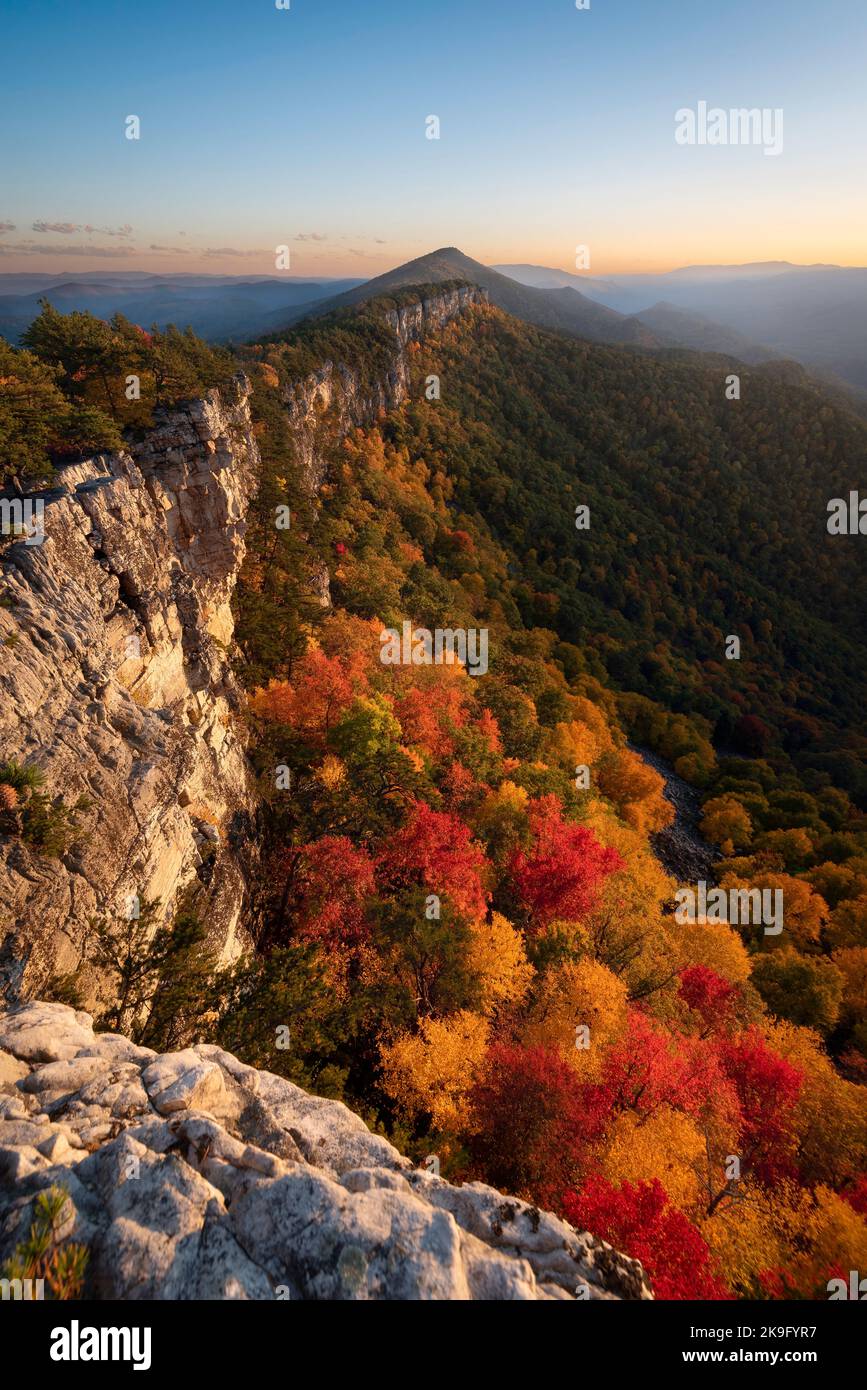 An Autumn evening looking across North Fork Mountain with Fall foliage ...