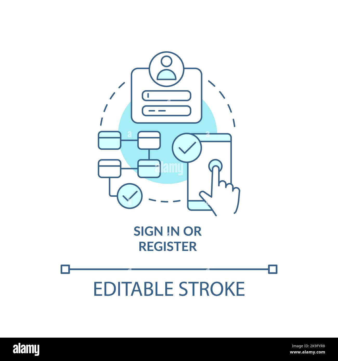 Sign in and register turquoise concept icon Stock Vector Image & Art ...