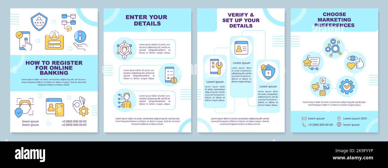 Online banking registration blue brochure template Stock Vector Image ...