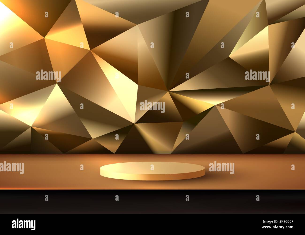 3D golden podium with gold polygon geometric background luxury style. Vector illustration Stock ...