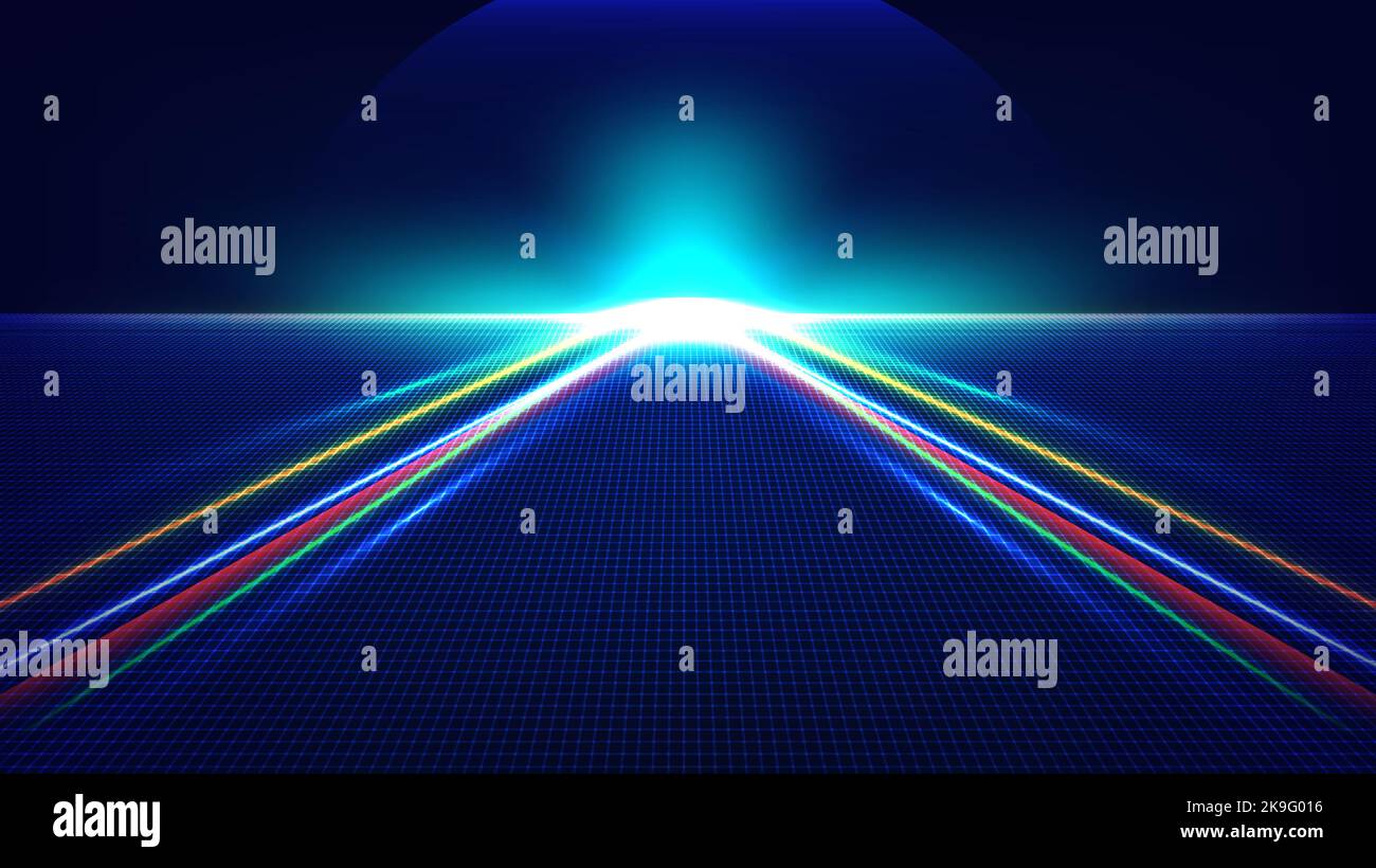 Abstract technology futuristic concept neon glowing lighting arrow ...