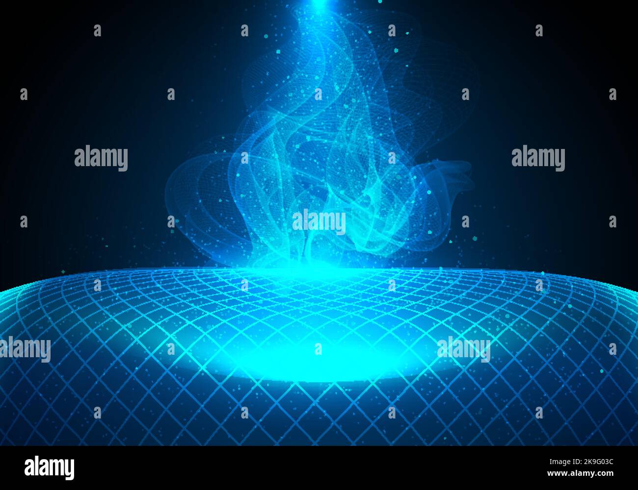 Abstract technology futuristic concept cyberspace blue grid lines and ...