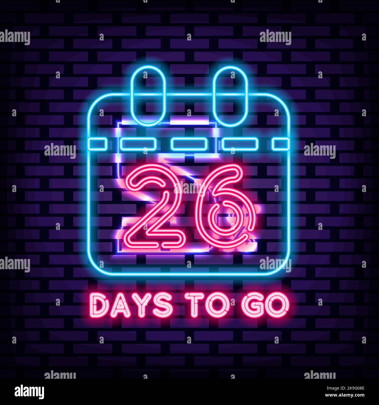 26 Days To Go Neon signboards. Neon script. Neon text Stock Vector ...
