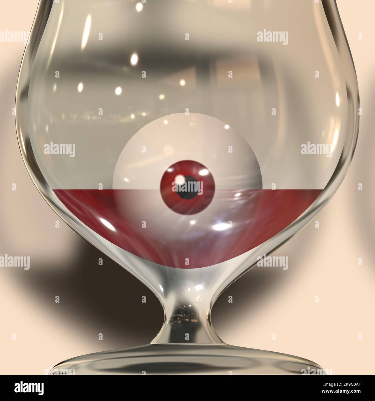 Almost empty glass of red wine for halloween with human eye Stock Photo ...
