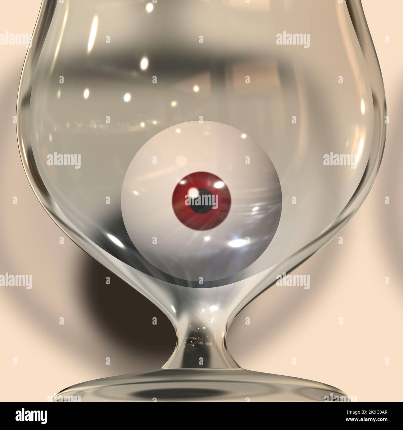 Empty glass for halloween with human eye Stock Photo - Alamy