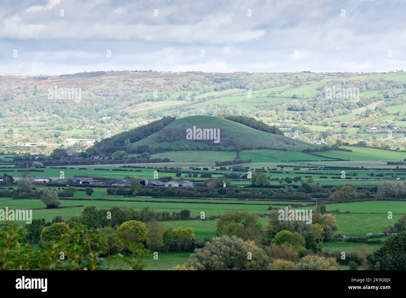 Autumn landscape, Nyland Hill, Cheddar Valley, Somerset, England Stock ...