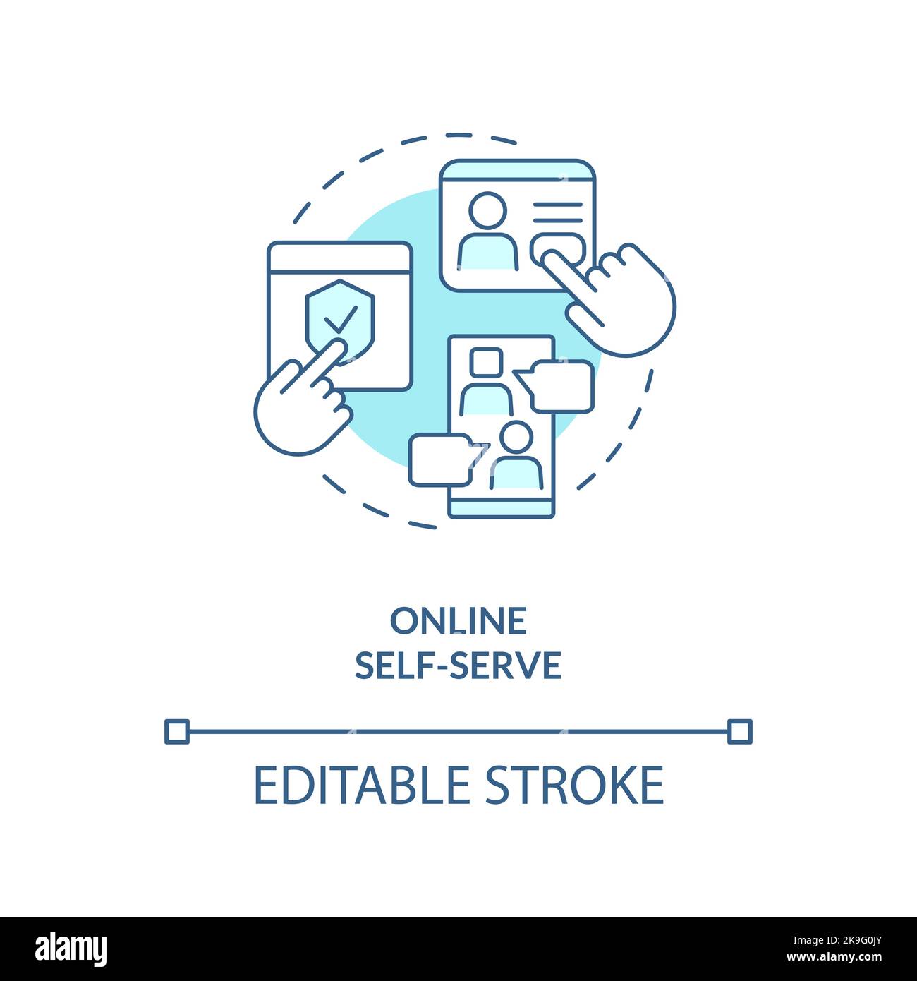 Online self service turquoise concept icon Stock Vector Image & Art - Alamy