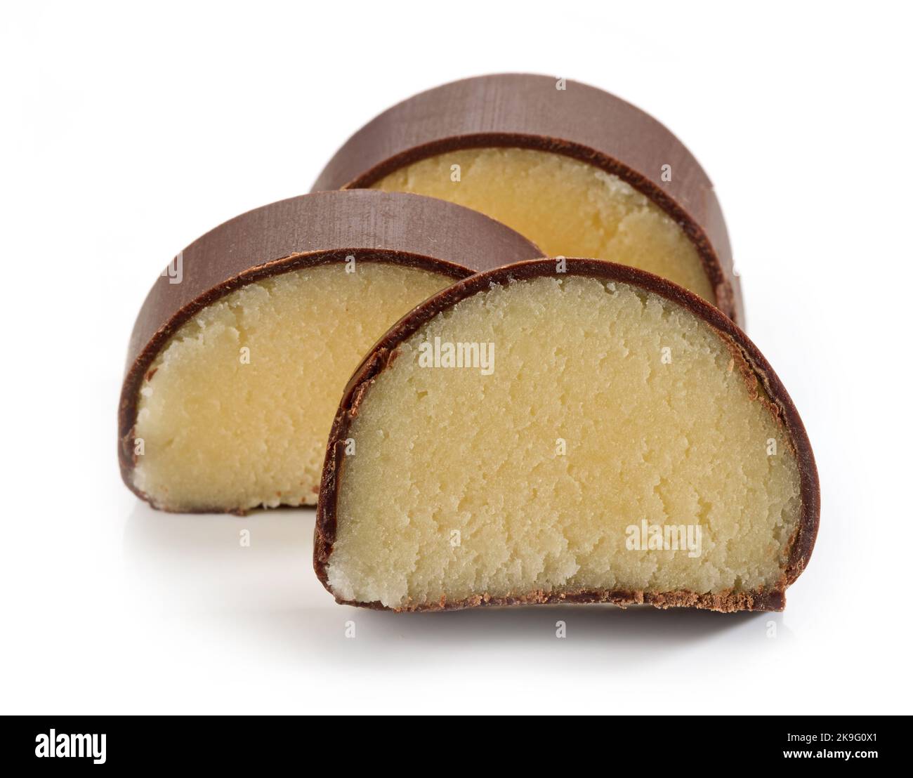 pieces of marzipan isolated on white background Stock Photo - Alamy