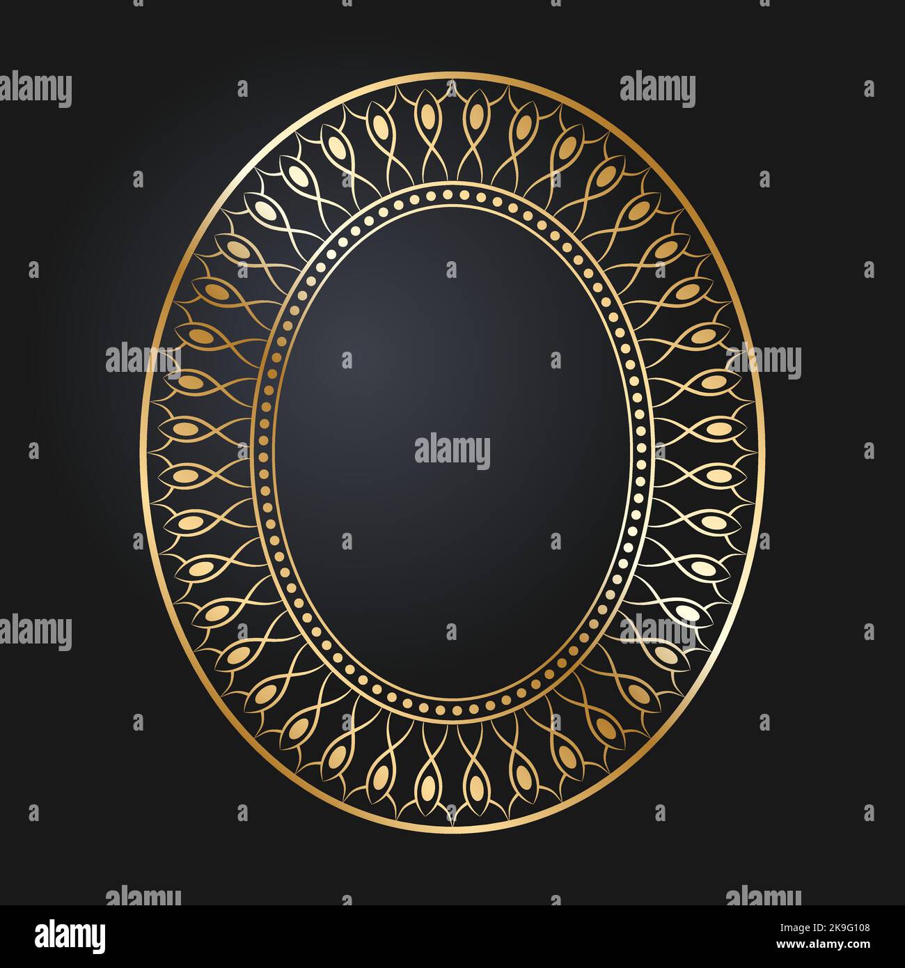 Beautiful oval golden frame. Festive design. Gold border. Round frames ...