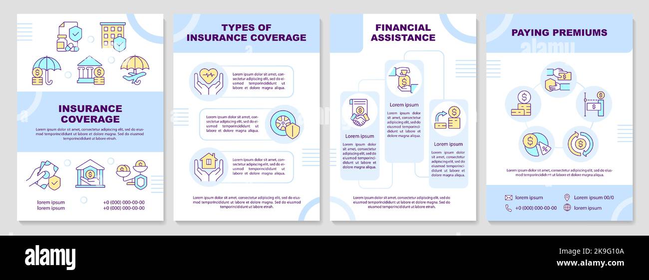 Insurance coverage blue brochure template Stock Vector Image & Art - Alamy