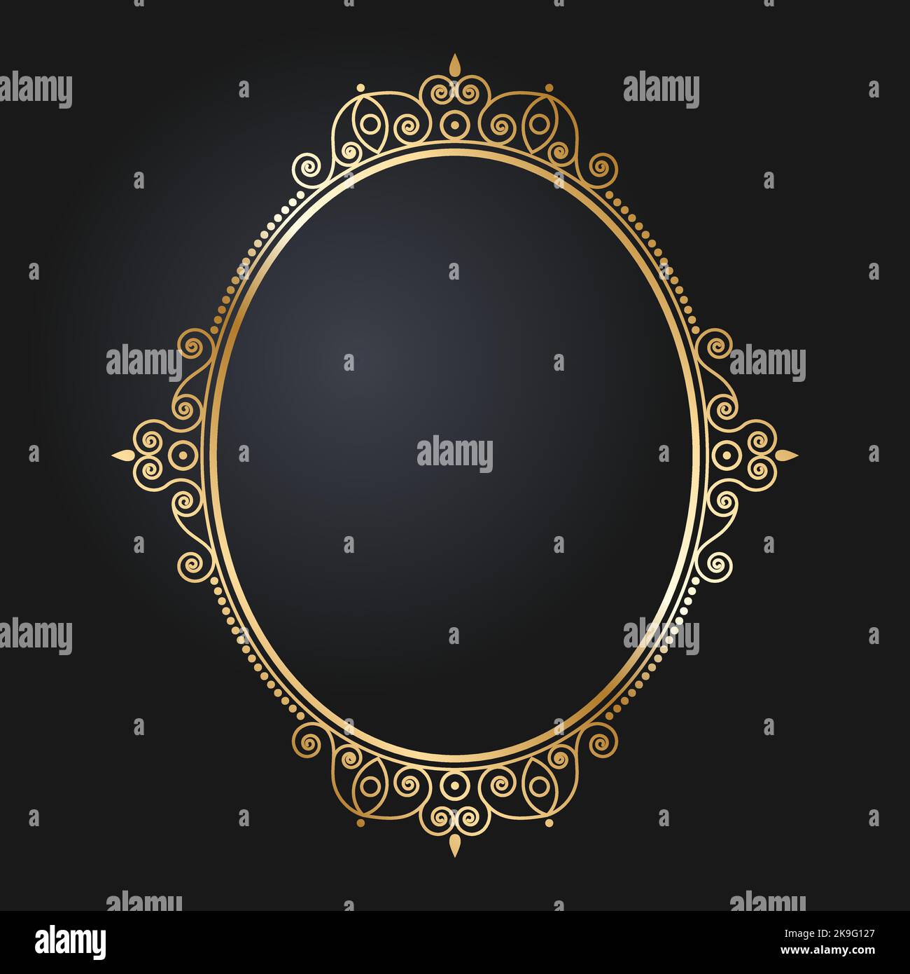Beautiful oval golden frame. Festive design. Gold border. Round frames ...