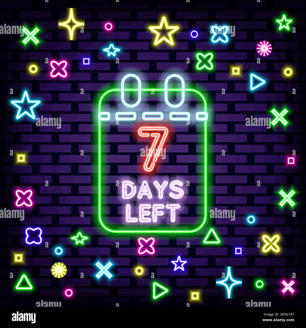 7 Days Left Badge in neon style. Neon script. Night advensing Stock ...