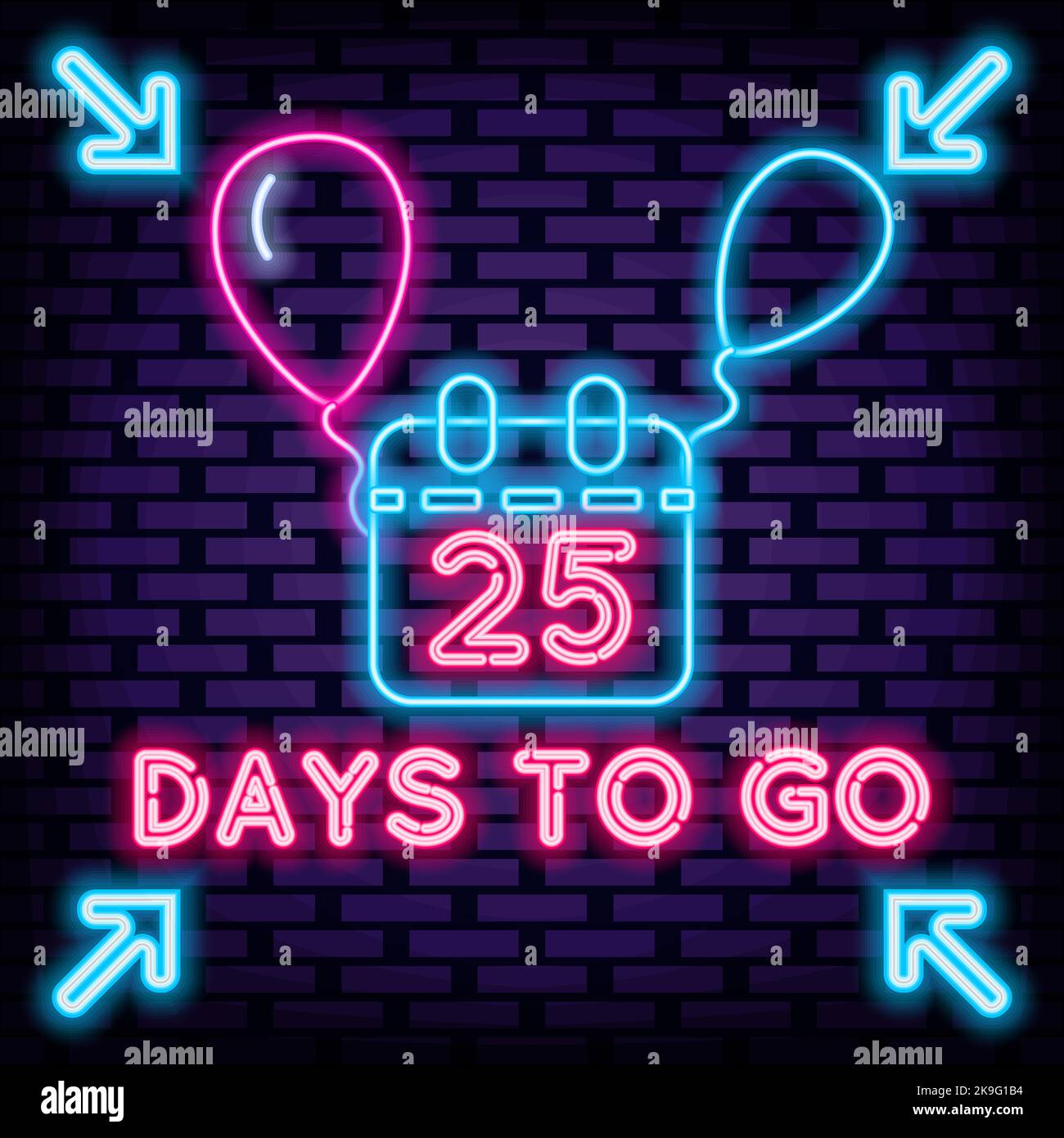25 Days To Go Neon quote. Neon script. Announcement neon signboard ...
