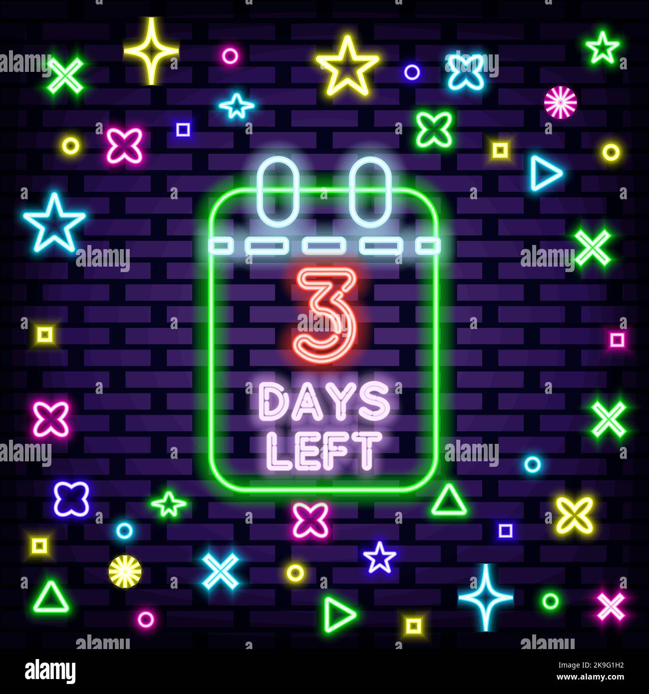 3 Days Left Neon signboards. Neon script. Light art Stock Vector Image ...