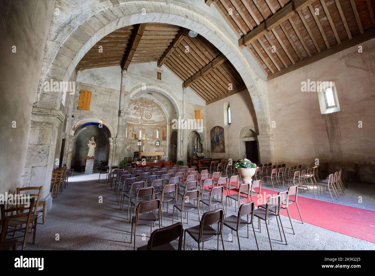 Interior with a big transverse arch - Church of Saint Columbanus ...