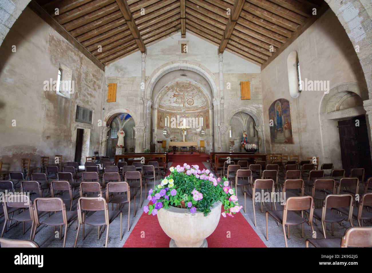 Interior with a big transverse arch - Church of Saint Columbanus ...