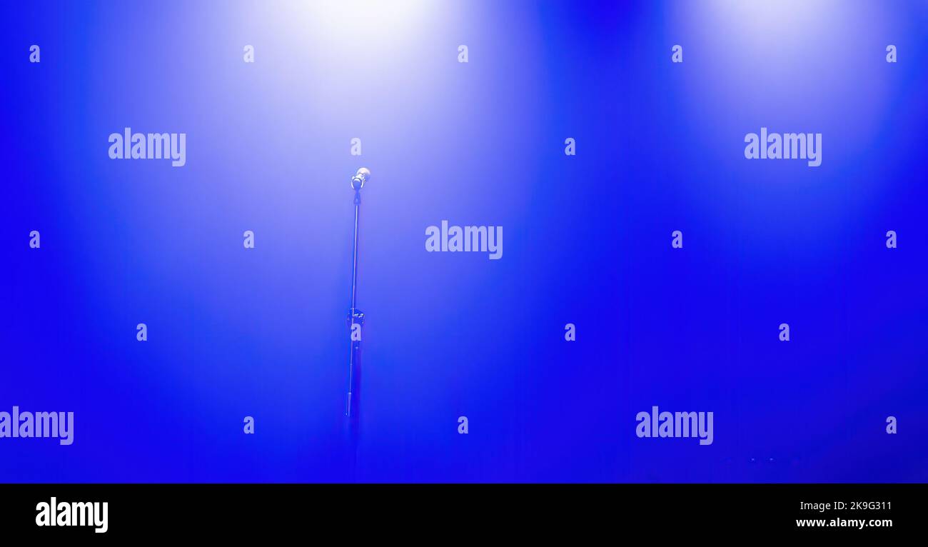 Light on a free stage, scene with blue spotlights scene Stock Photo - Alamy