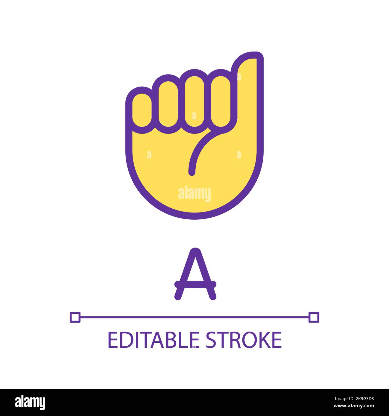 Letter A in American sign language pixel perfect RGB color icon Stock ...