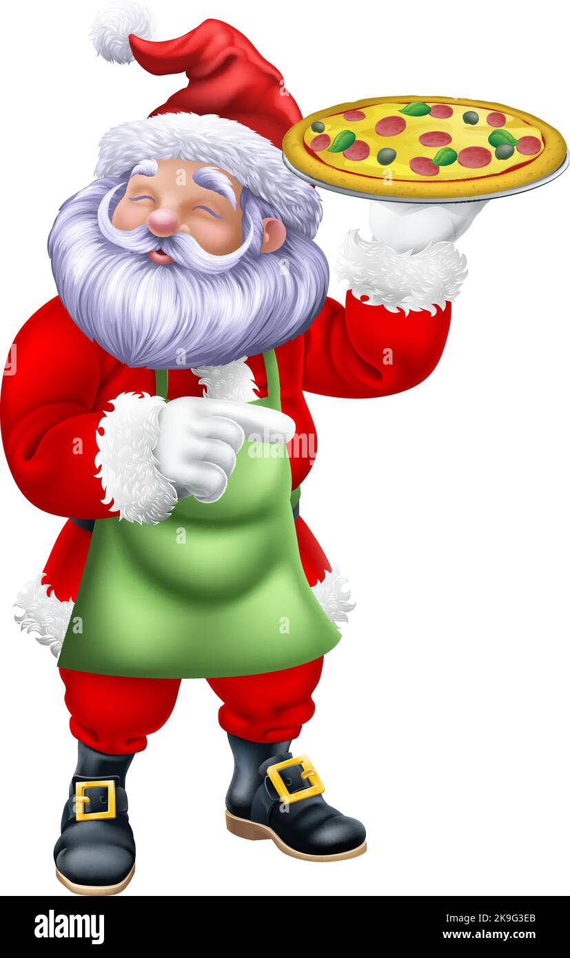 Christmas Santa Claus Father Christmas Pizza Chef Stock Vector Image ...