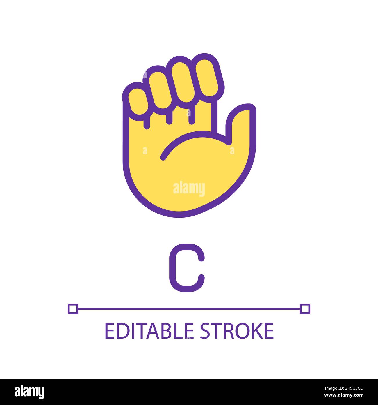 Sign for letter C in ASL pixel perfect RGB color icon Stock Vector ...
