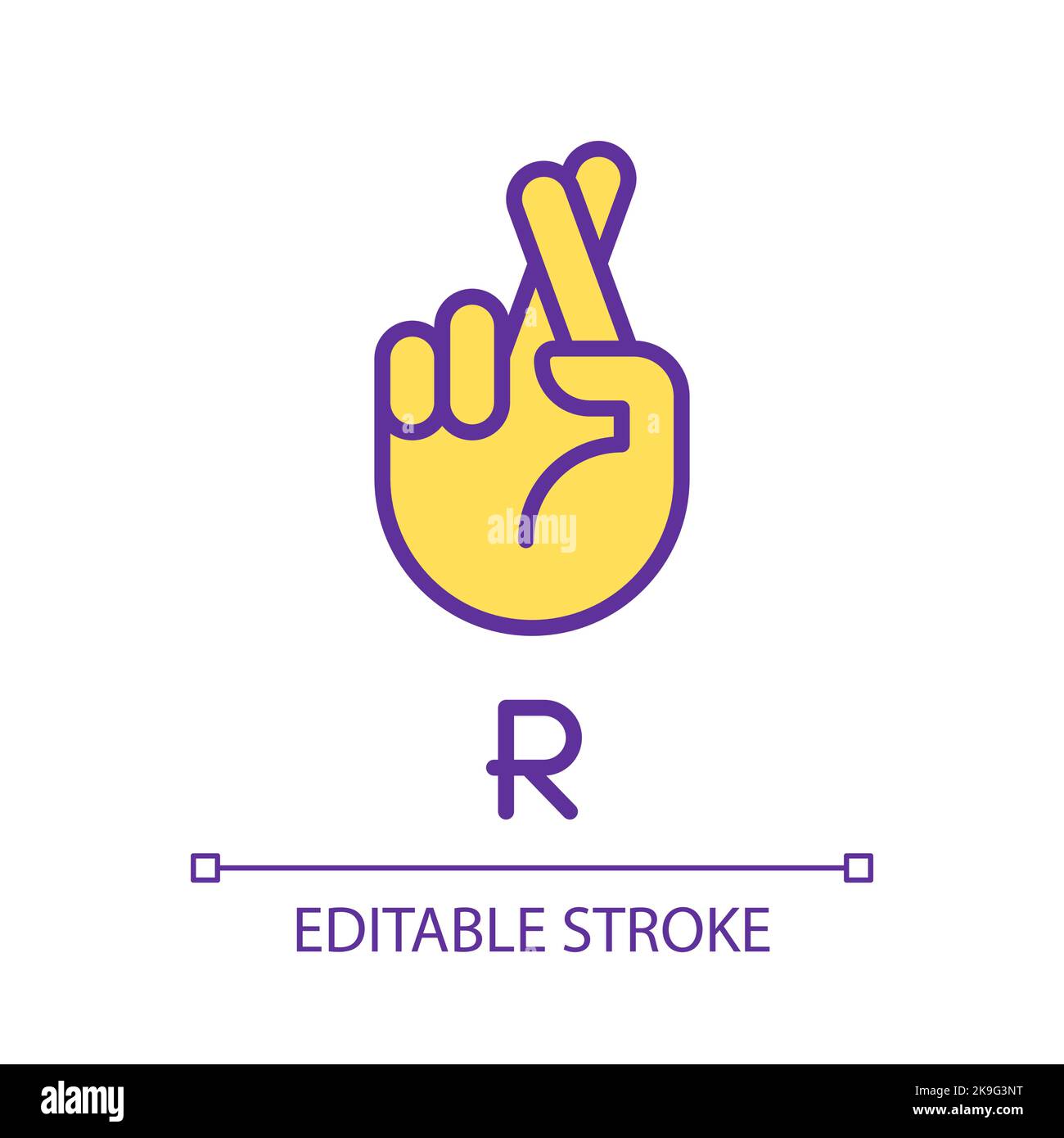 Letter R in American sign language pixel perfect RGB color icon Stock ...