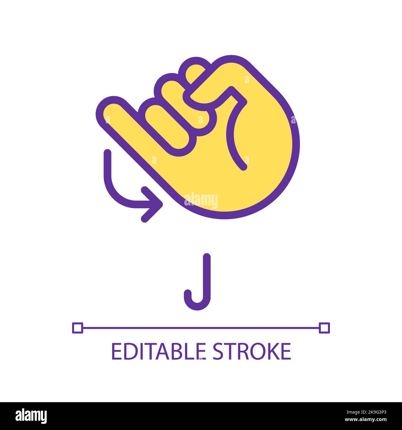 Letter J sign in ASL pixel perfect RGB color icon Stock Vector Image ...