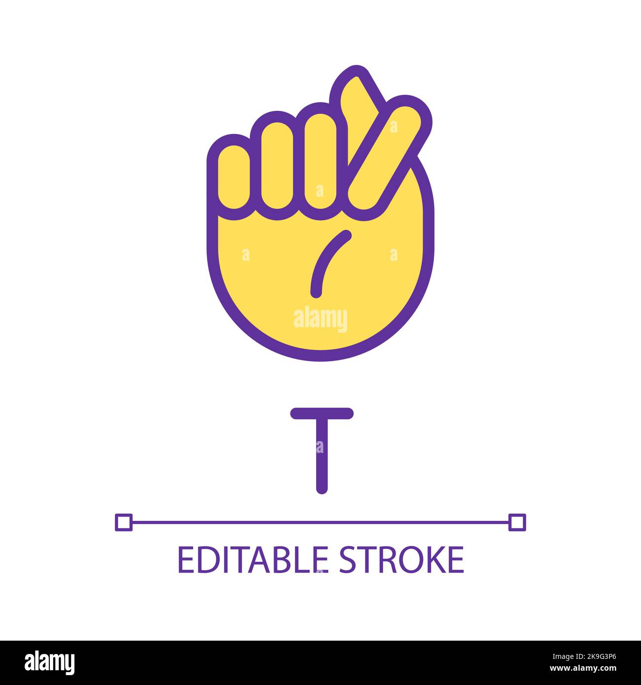 Letter T sign in ASL pixel perfect RGB color icon Stock Vector Image ...