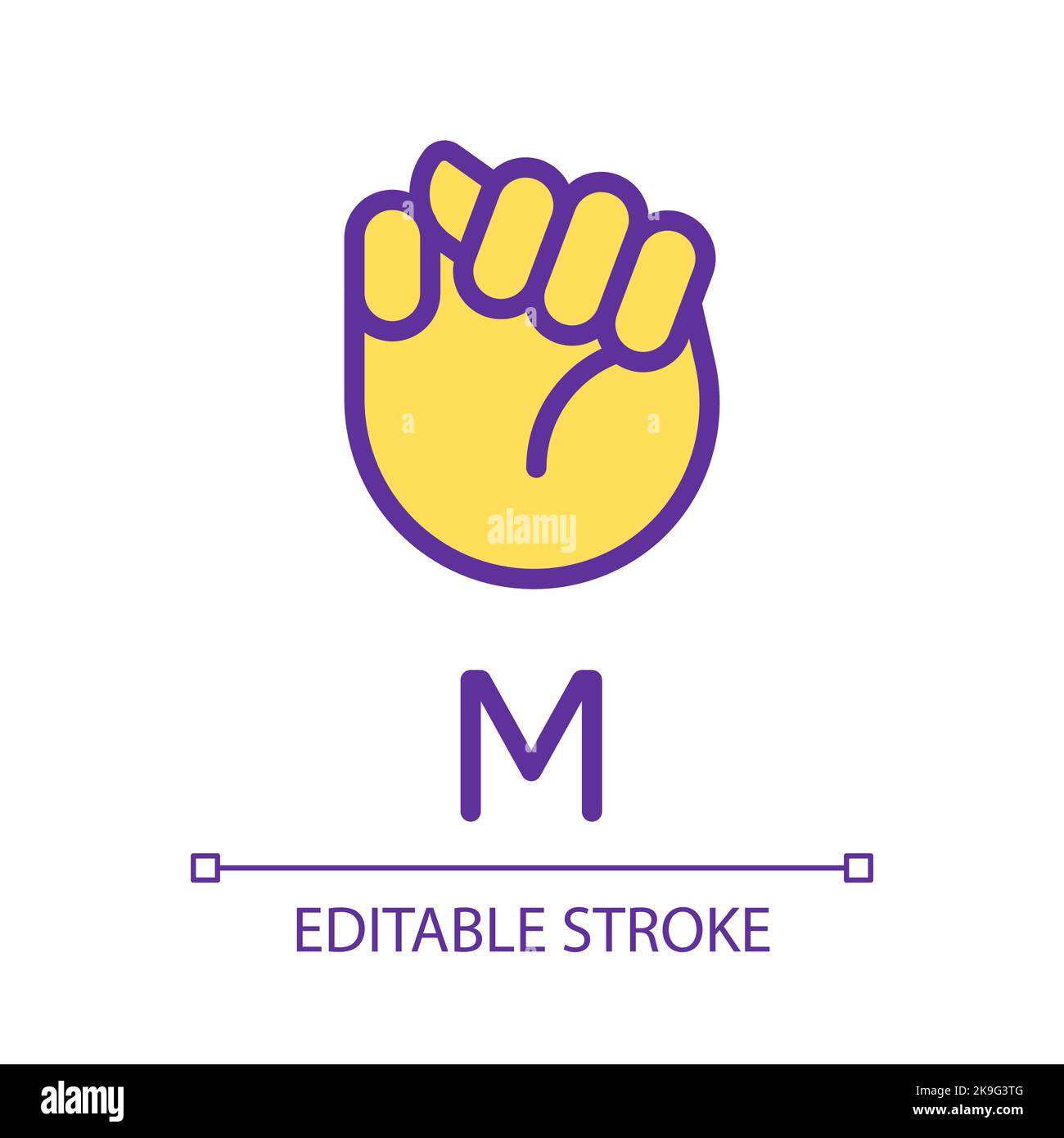 Letter M in American sign language pixel perfect RGB color icon Stock ...