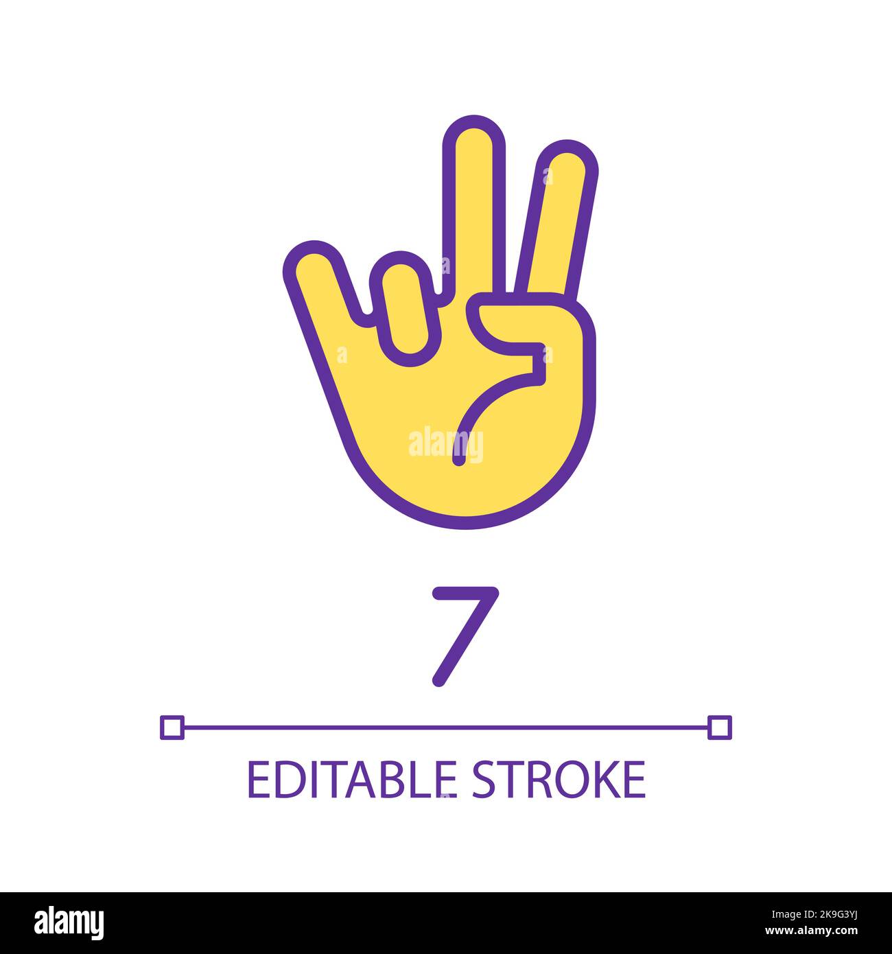 Digit seven sign in ASL pixel perfect RGB color icon Stock Vector Image ...