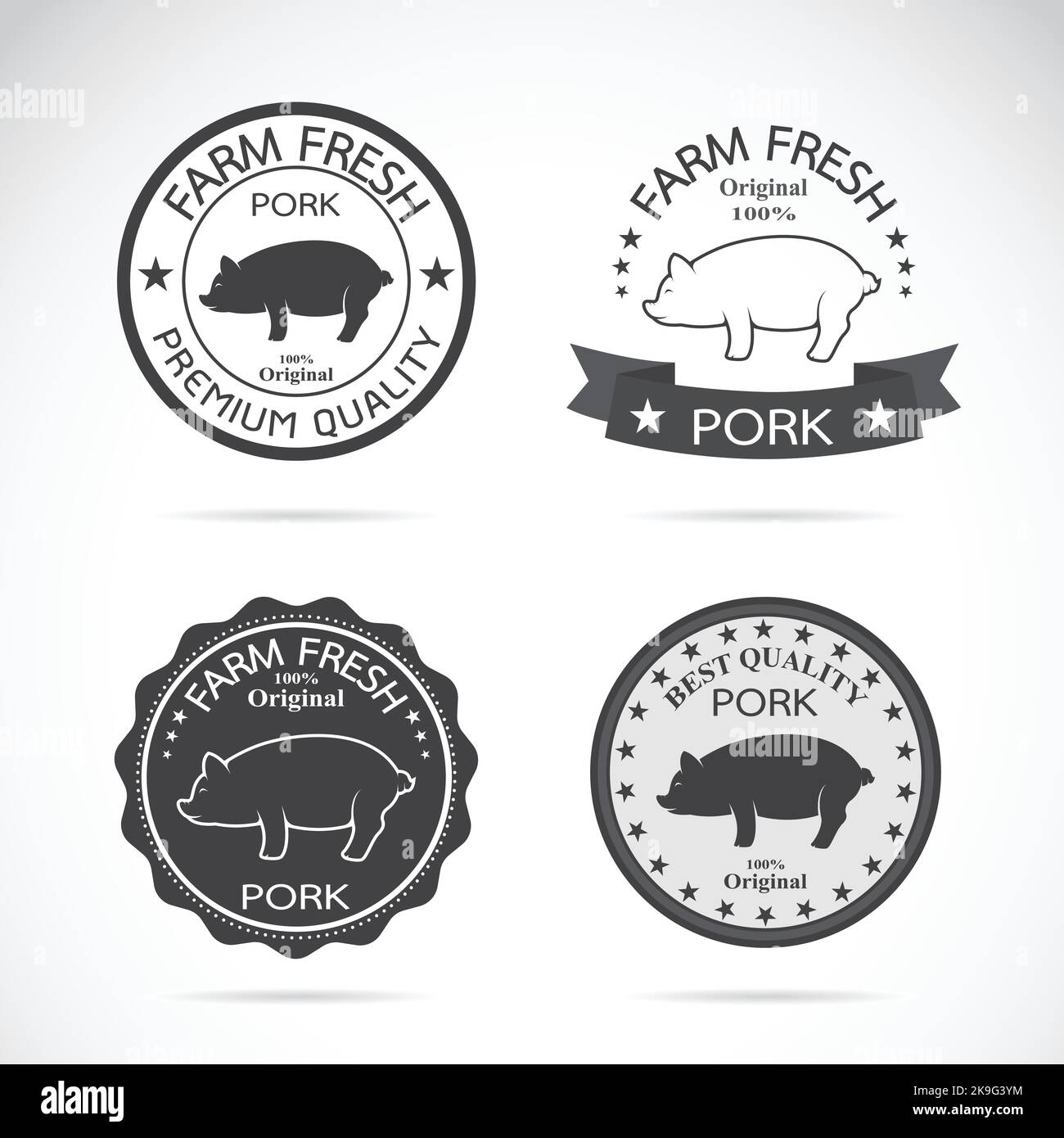 Set of vector pig label on white background, Logo, Symbol, banners ...