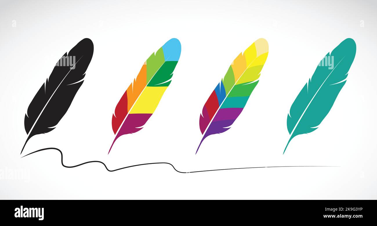 Vector group of feathers on white background. Easy editable layered ...