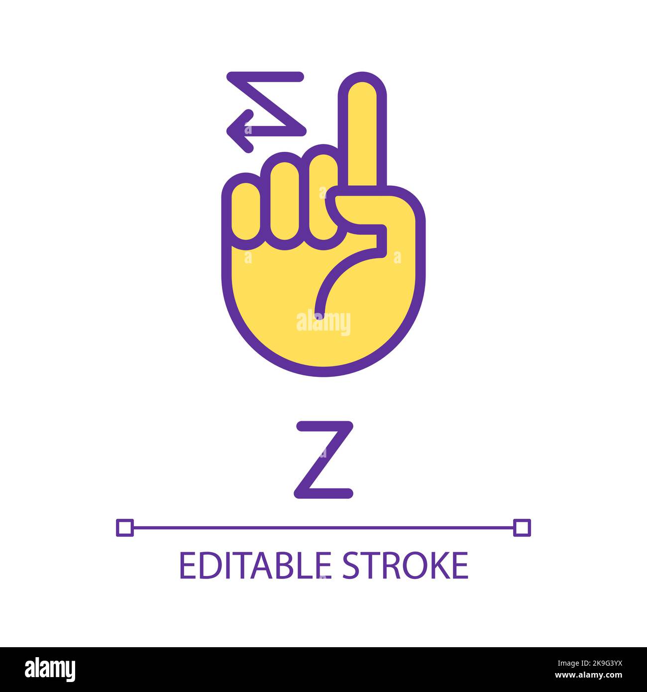 Signing letter Z in ASL pixel perfect RGB color icon Stock Vector Image ...