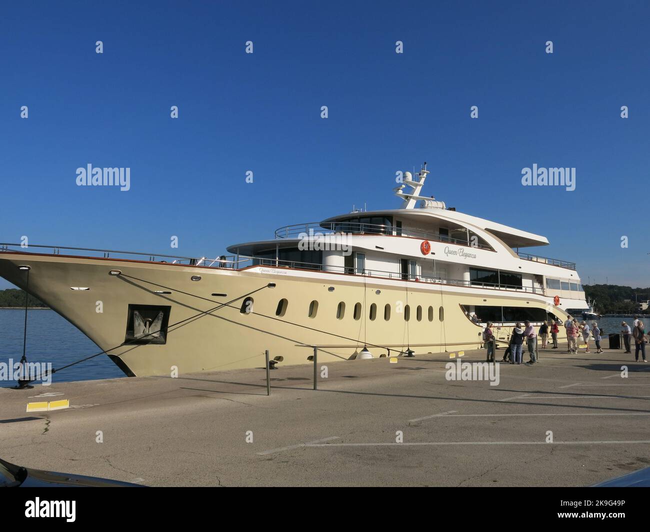 The sleek lines of the cruise ship "Queen Eleganza" moored at the ...