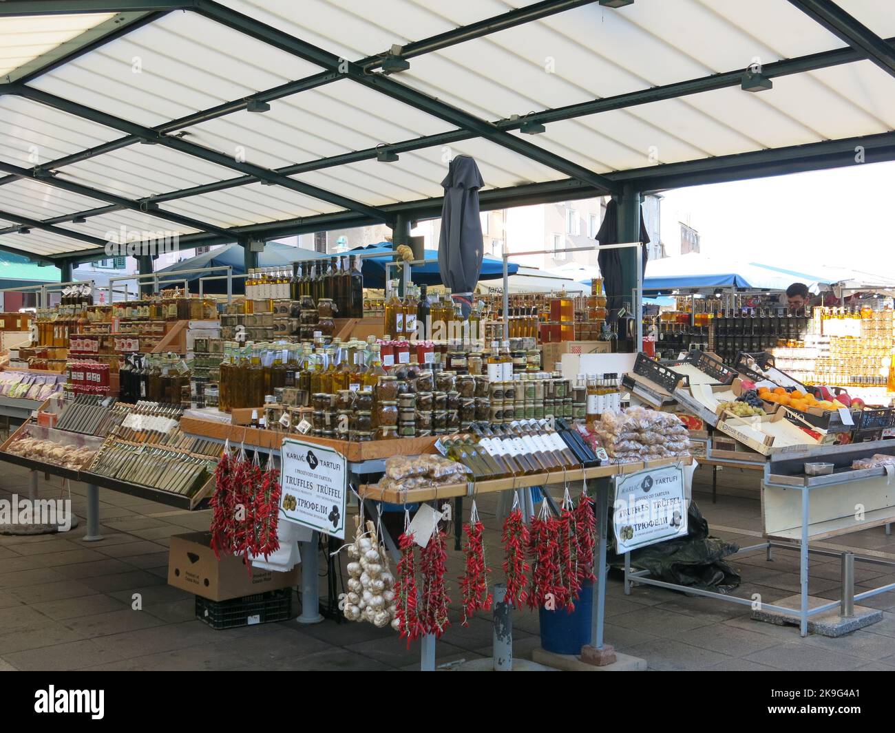The small marketplace, known as The Green Market, sells fresh produce ...