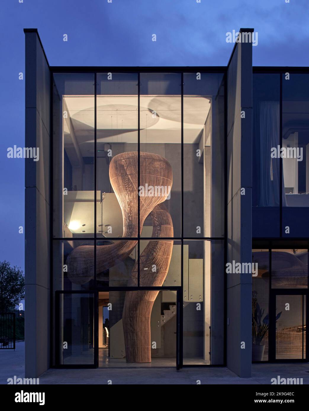 Factory entrance with curvaceous Rattan installation. Ice Ball Factory ...