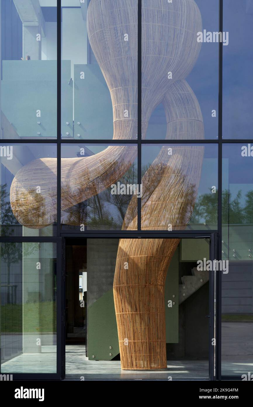 Factory entrance with curvaceous Rattan installation. Ice Ball Factory ...