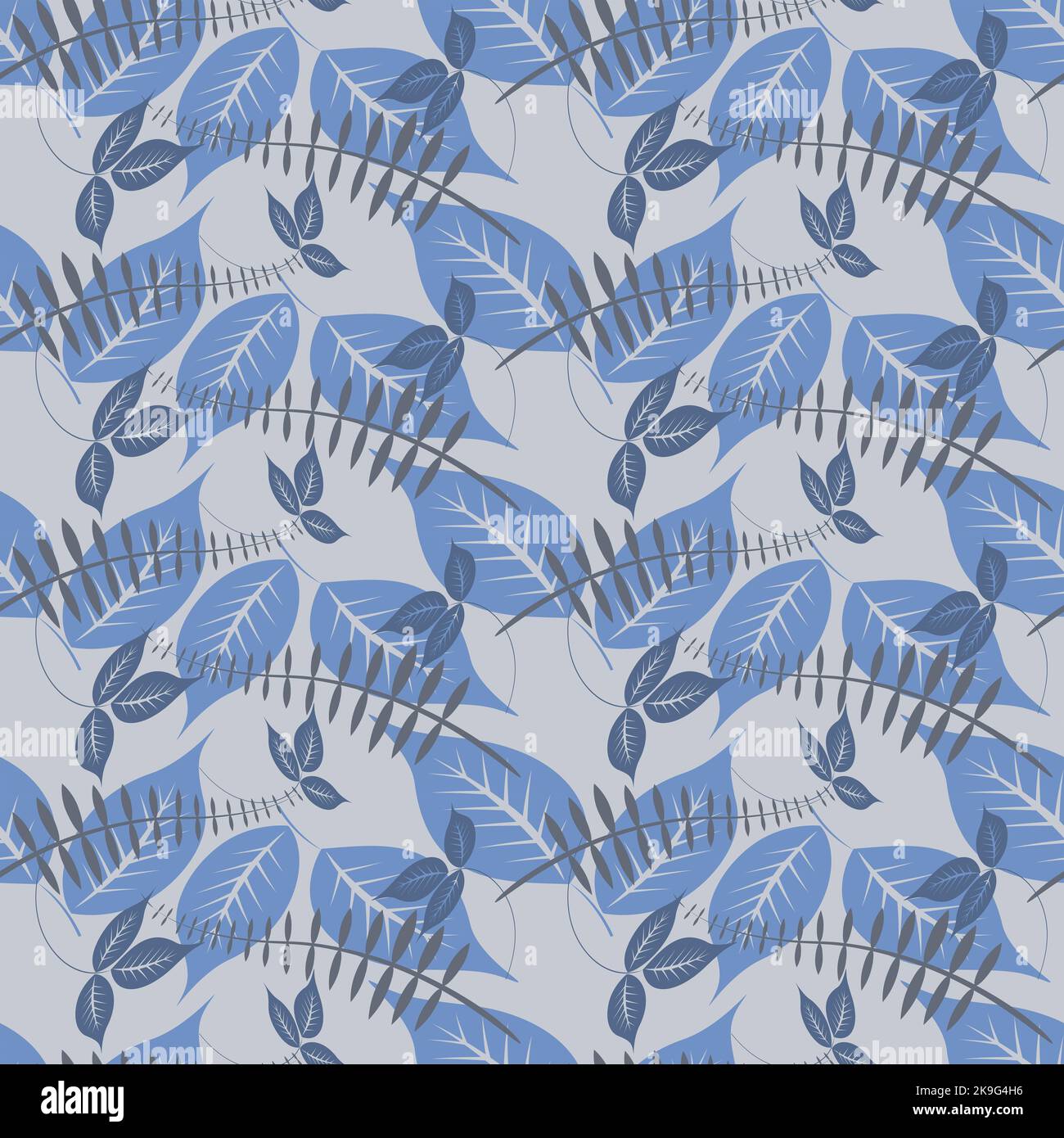 Seamless botanical pattern in trendy blue color. Classic Blue Color of ...