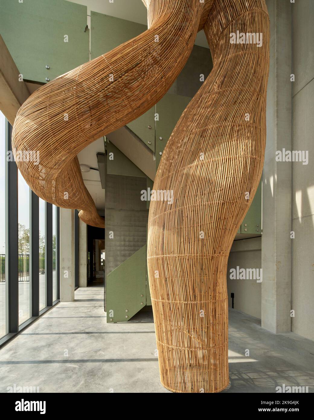 Factory entrance with curvaceous Rattan installation. Ice Ball Factory ...