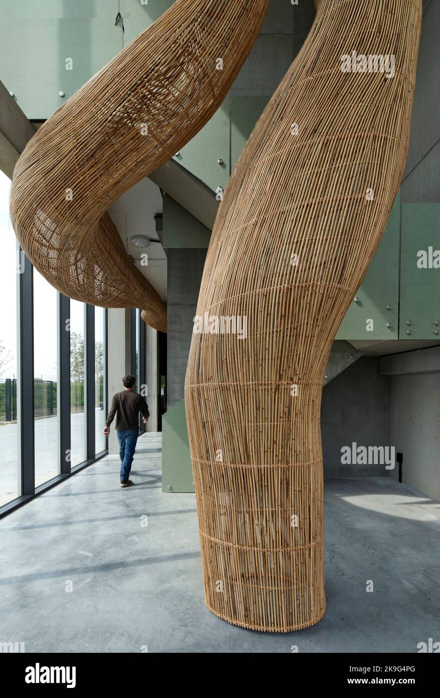 Factory entrance with curvaceous Rattan installation. Ice Ball Factory ...