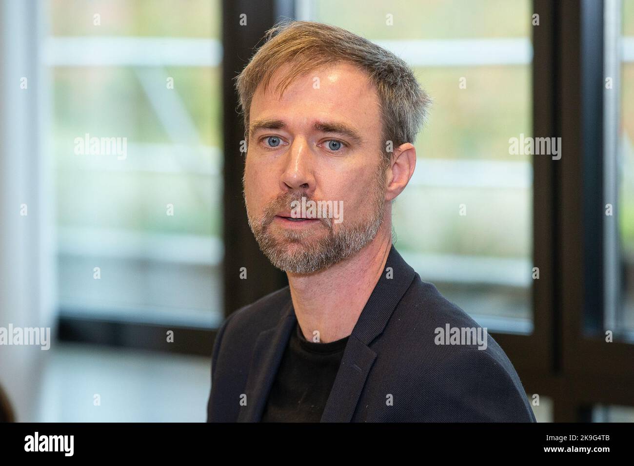 Alderman Zwijndrecht, Steven Vervaet pictured during a press conference ...