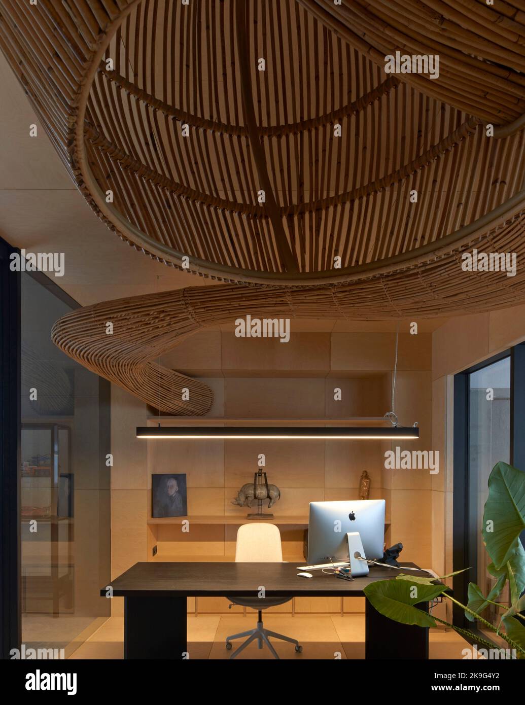 Office space with curvaceous Rattan installation. Ice Ball Factory ...